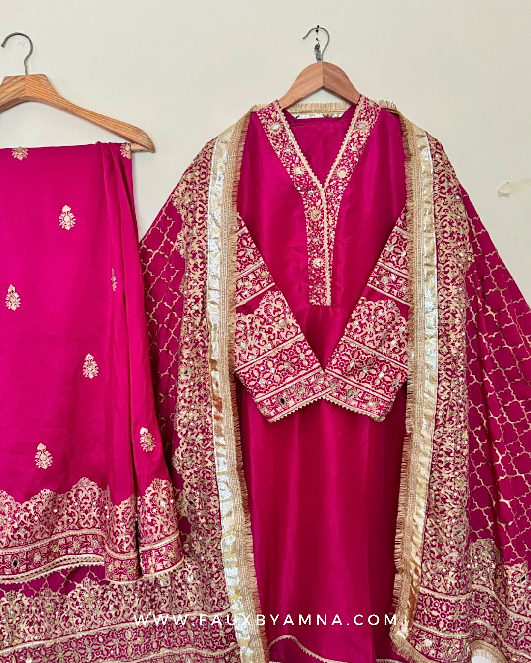 Pure Raw Silk Hot Pink Set – Faux By Amna
